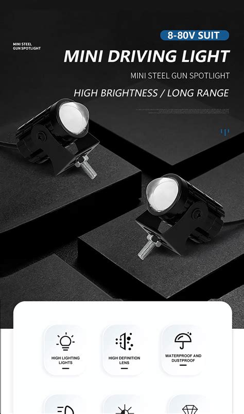 60w Mini Driving Light Set With Bracket Mdl Led Lights For Motorcycle