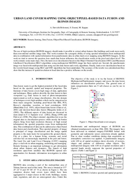 Pdf Urban Land Cover Mapping Using Objectpixel Based Data Fusion And Ikonos Images