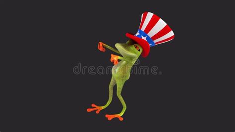 Fun 3d Cartoon Frog With An Uncle Sam Hat Stock Footage Video Of