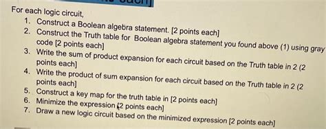 Solved For Each Logic Circuit 1 Construct A Boolean Chegg