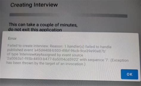 error while creating new interview survey management survey
