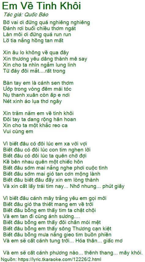 Lời bài hát Em Về Tinh Khôi Quốc Bảo có nhạc nghe