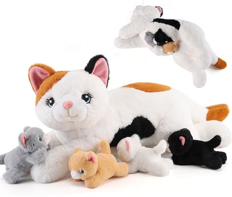 Gnomantic 5 Pieces Cat Stuffed Animals With Babies Inside Belly 1