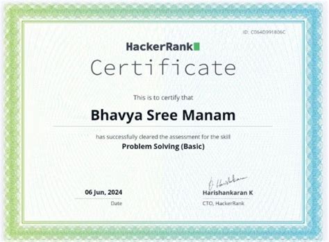 Bhavya Sree Manam On Linkedin Problemsolving Hackerrank