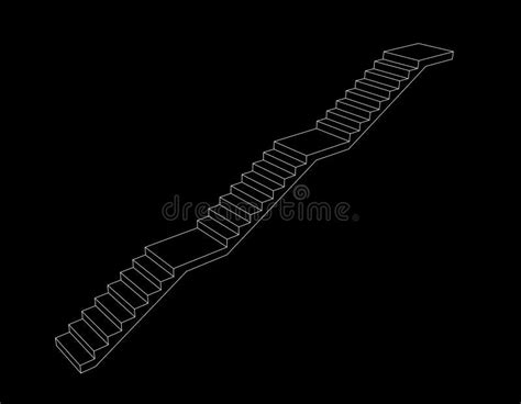 Staircase With Levels Vector Outline Illustration Stock Vector Illustration Of Interior