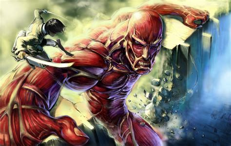 Attack On Titan 4k Ultra Hd Eren Yeager Vs Colossal Titan By Kevinh