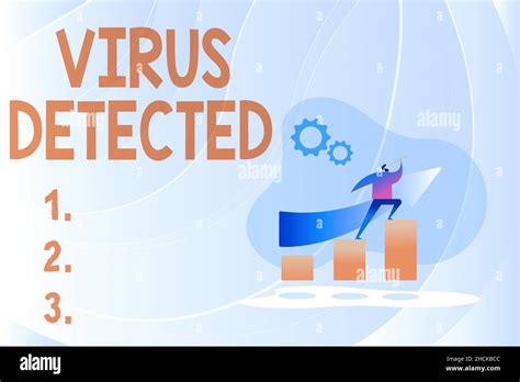 Hand Writing Sign Virus Detected Word Written On A Computer Program Used To Prevent And Remove