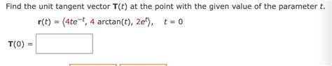 Solved Find The Unit Tangent Vector T T At The Point With Chegg