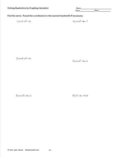 Solving Quadratics Ti 84 Graphing Calculator Reference Sheet Plus Practice