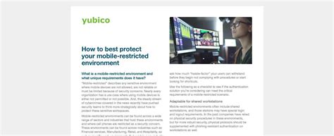 How To Best Protect Your Mobile Restricted Environment Yubico