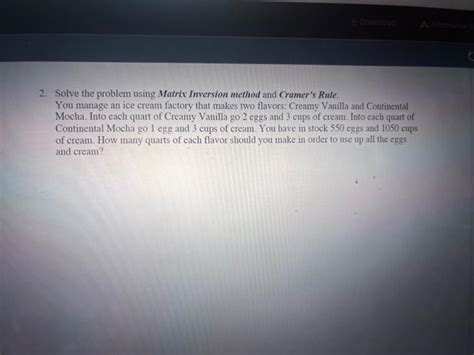 Solved 2 Solve The Problem Using Matrix Inversion Method