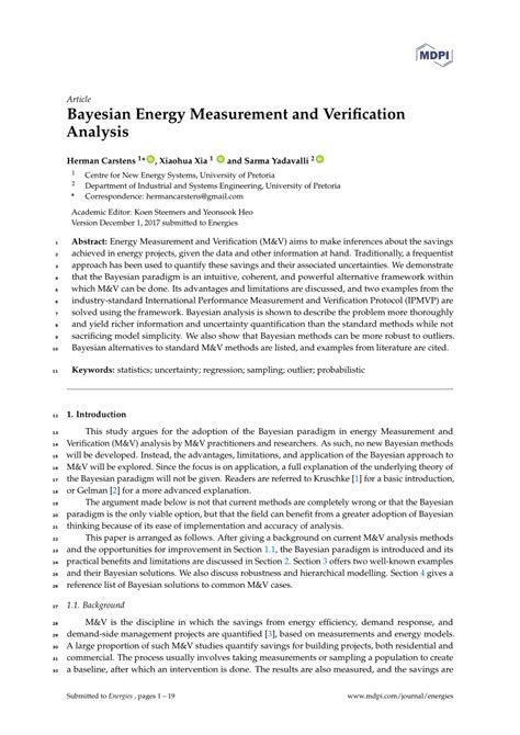 Pdf Bayesian Energy Measurement And Verification Analysis