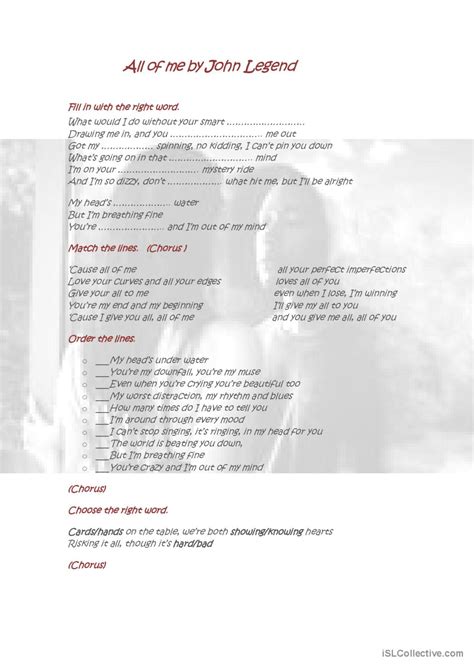 All Of Me English Esl Worksheets Pdf Doc