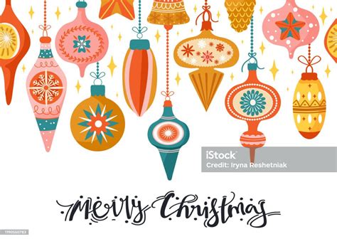 활과 함께 밧줄에 매달려 크리스마스 장난감 인사말 카드 포스터 배너 초대장 등을위한 새해 복 많이 받으시고 있습니다 개체 그룹에 대한 스톡 벡터 아트 및 기타 이미지