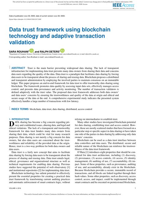 Pdf Data Trust Framework Using Blockchain Technology And Adaptive