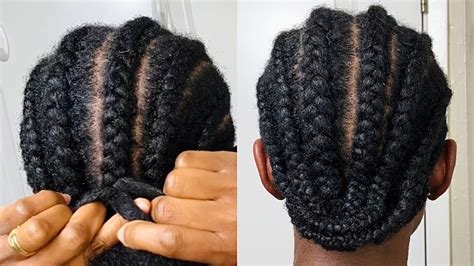 Lets Cornrow Natural Hair Straight Back Cornrows Without Extensions Youtube