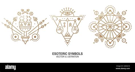 Esoteric Symbols Vector Illustration Thin Line Geometric Badge