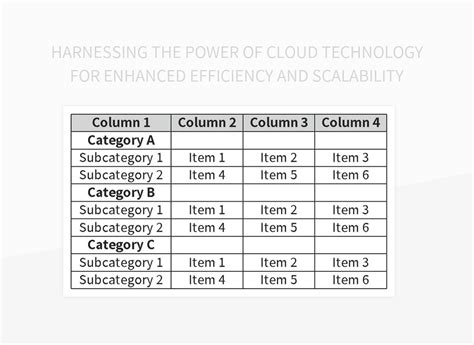 Harnessing The Power Of Cloud Technology For Enhanced Efficiency And Scalability Excel Template