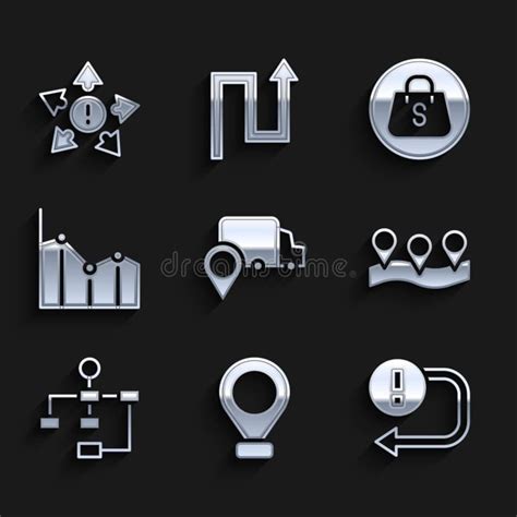 Set Arrow And Hierarchy Organogram Chart On Seamless Pattern Vector Stock Illustration