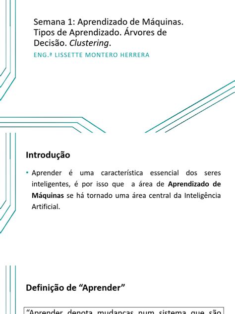 Semana 1 Aprendizado De Máquinas Tipos De Aprendizado Árvores De
