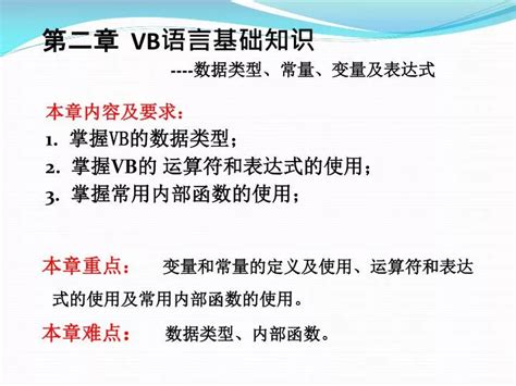Ppt 第二章 Vb 语言基础知识 Powerpoint Presentation Free Download Id4198052