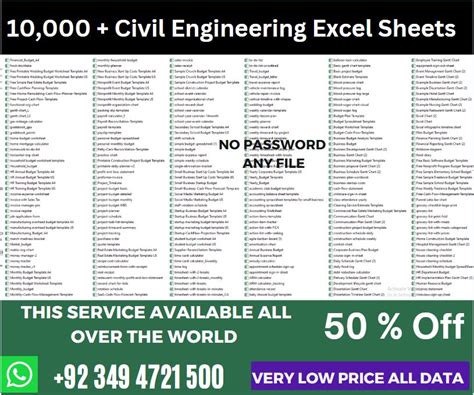 Civil 10 000 Engineering Spreadsheet In Editable Format Key Features 5000 Editable