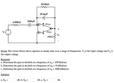 Solved Given The Circuit Shown Above Operates In Steady Chegg Com