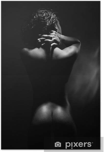 Poster Donna Nera Schiena Nuda Pixersit