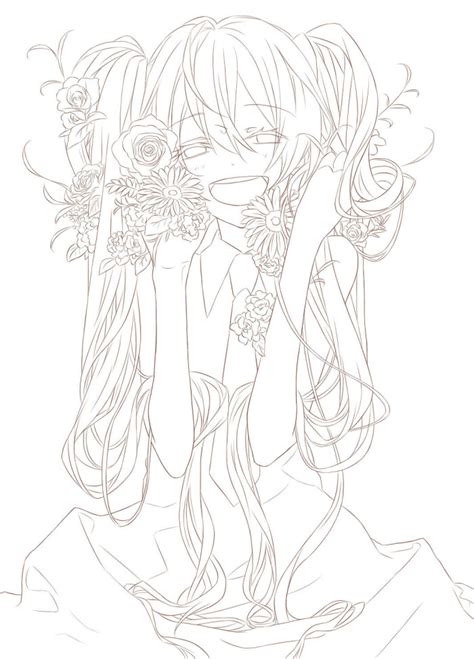 初音 线稿 堆糖美图壁纸兴趣社区