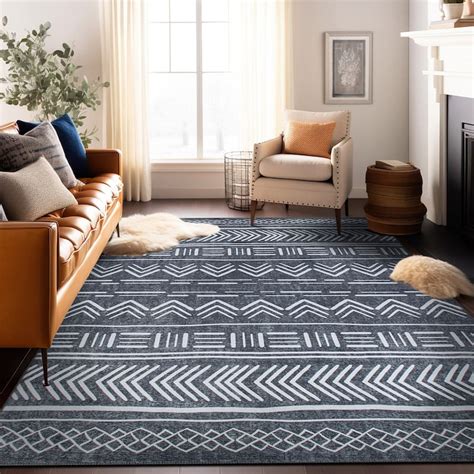 Contemporary Geometric Bohemian Machine Washable Area Rug On Sale