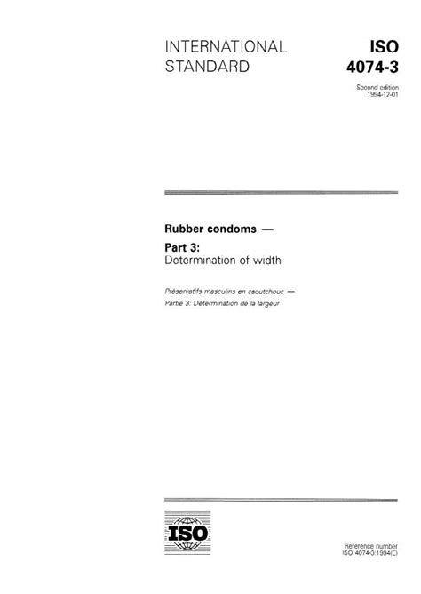 ISO 4074 3 1994 Rubber Condoms Part 3 Determination Of Width
