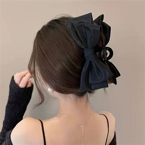 진주귀걸이증정 왕리본집게핀 리본핀 헤어집게핀 리본집게핀 머리집게 헤어핀 블랙 리본 집게핀 블랙리본집게핀 공단집게핀 핸드메이드 에이블리