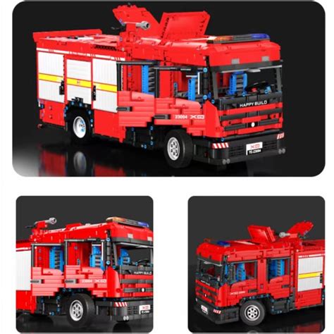 [with Motor] Lego Moc Happy Build Yc 23004 Fire Ladder Sprinkler Truck