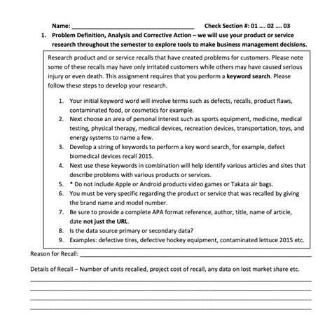 solved 1 problem definition analysis and corrective action