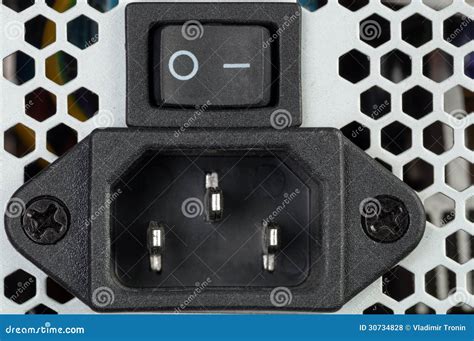 Connector And A Button To Turn Off The Power Supply To The Computer Stock Photo Image Of