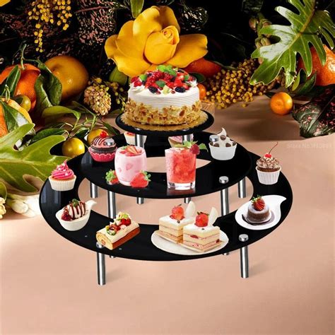 Badu Bg Акрилна стойка за витрина за торта Рафт за кексчета Многопластов кръгъл държач за десерт