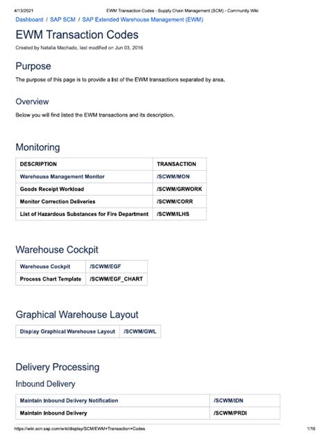 Ewm Transaction Codes Pdf