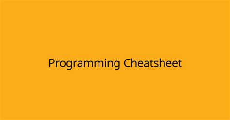 Programming Cheatsheet