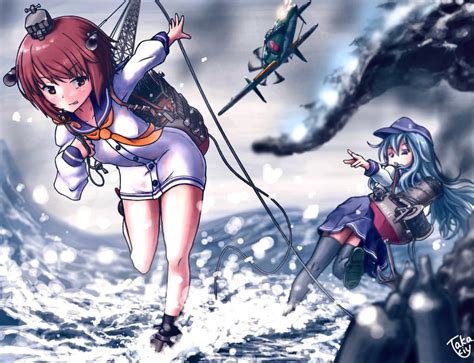 Hibiki Yukikaze And Godzilla Kantai Collection And 2 More Drawn By