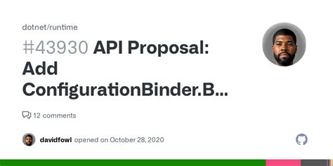 api proposal add configurationbinder bind overloads · issue 43930 · dotnet runtime · github