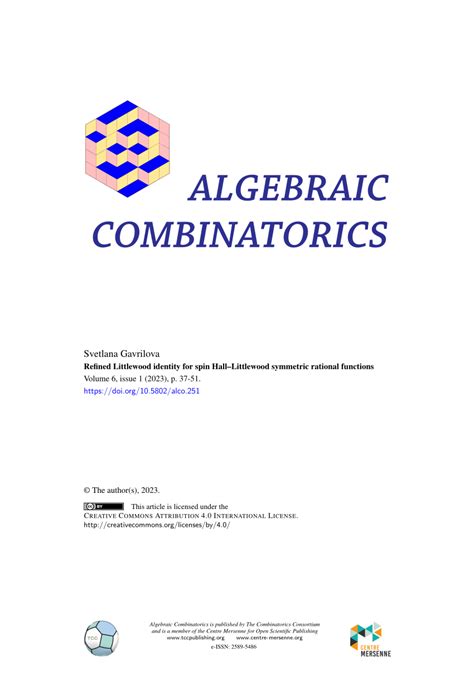 Pdf Refined Littlewood Identity For Spin Halllittlewood Symmetric