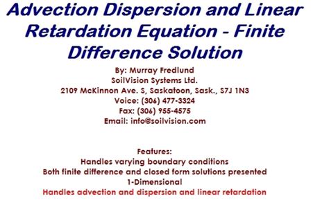 Finite Difference Solution To Advection Dispersion Equation Diffusion Advection And Linear