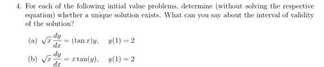 Solved For Each Of The Following Initial Value Problems