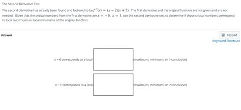 Solved The Second Derivative Test The Second Derivative Has Chegg Com
