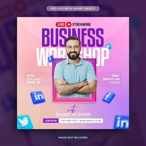 Business Workshop Social Media Post Template Free Psd