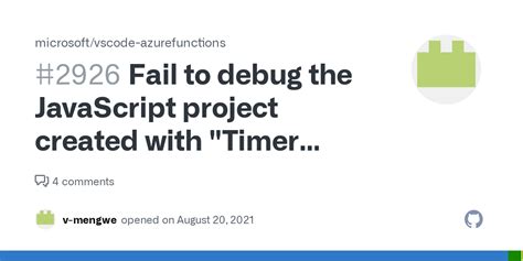 fail to debug the javascript project created with timer trigger