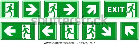 Emergency Exit Sign Set Man Running Stock Vector Royalty Free 2254751607 Shutterstock