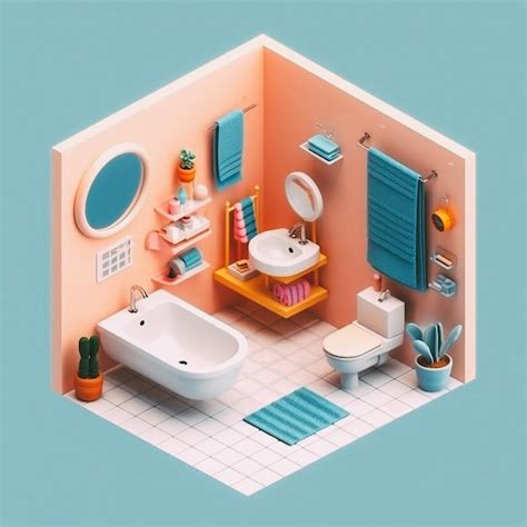 Premium Photo 3d Cute Isometric Bathroom