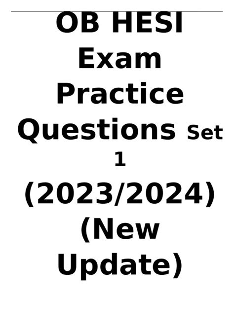 Ob Hesi Exam Practice Questions Set 1 New Update Ob Hesi Stuvia Us