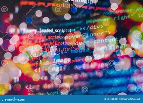 Programming Code Typing Source Code Close Up Programmer Working On Computer Screen Real